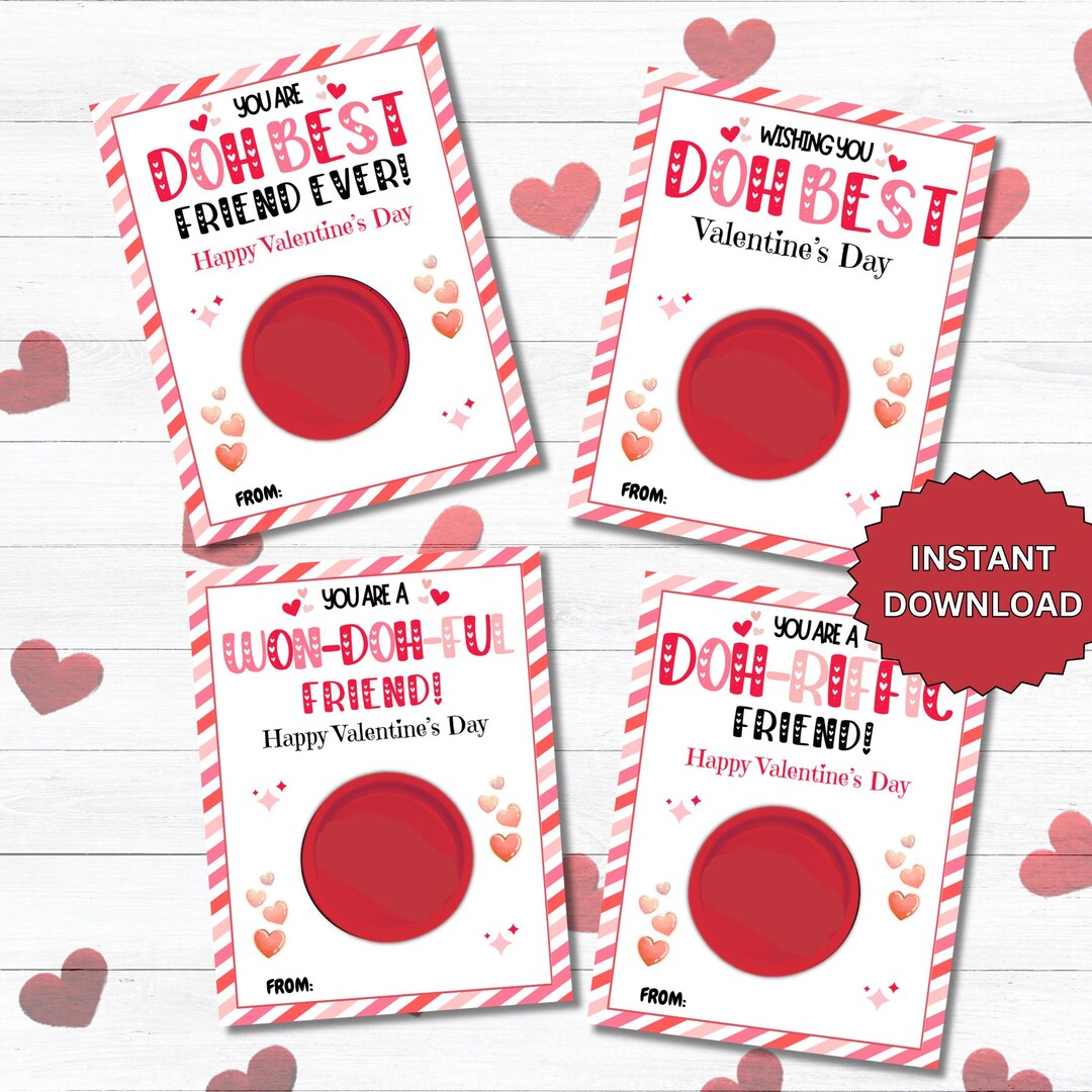 Kids Valentine Play Dough Cards, Doh Gift, Dinosaur Play Dough Holder ...