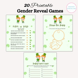 20 ST Patrick's Day Gender Reveal Games, Gender Reveal Party Games ...