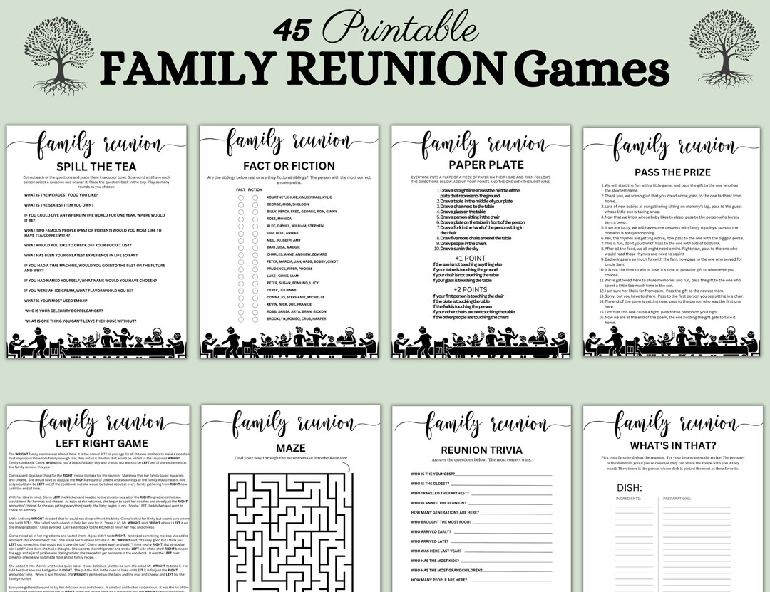 Family Reunion Game Bundle, Printable Family Games, Family Reunion ...