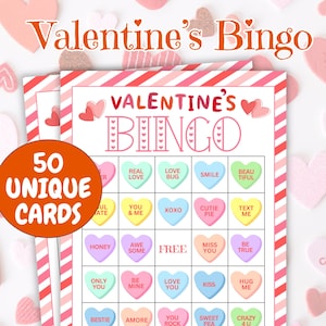 Printable Valentines Heart Bingo Game, Valentine's Games, Classroom ...