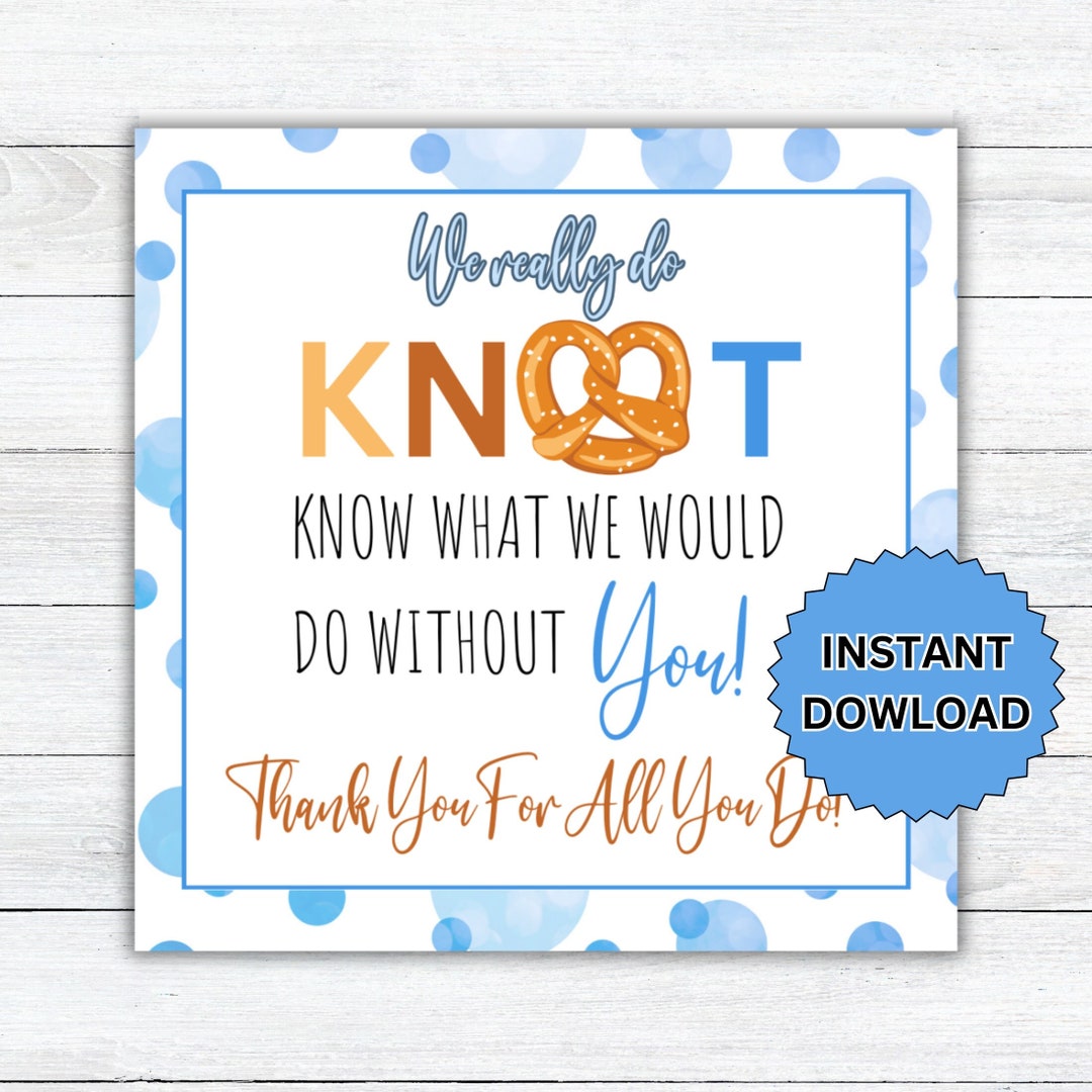 Appreciation Gift Tag, Pretzel Knot Teacher Appreciation, Staff Co ...