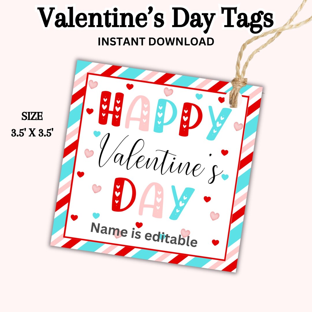 Happy Valentine's Day Gift Tags, Printable Sweet Treat Tag (digital ...