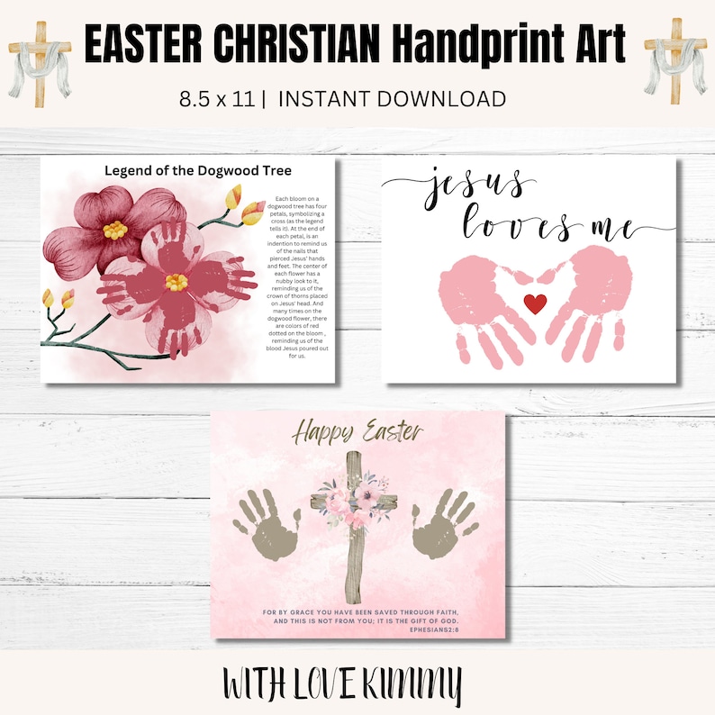 Easter Christian Handprint Footprint Craft Printable Bundle, Preschool ...