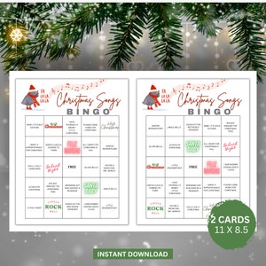 30 Unique Christmas Song Bingo Cards, Adult Kids Christmas Game ...