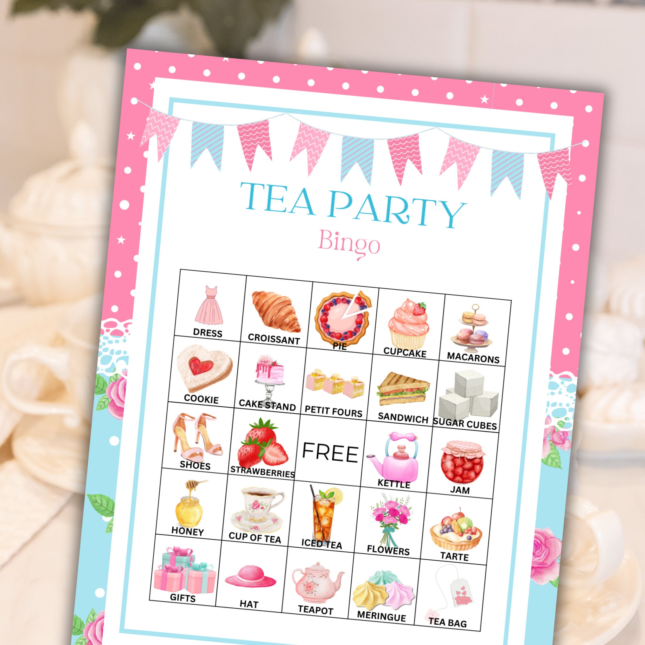 30 UNIQUE Tea Party Bingo Game, Tea Party Birthday, Baby Shower Tea ...
