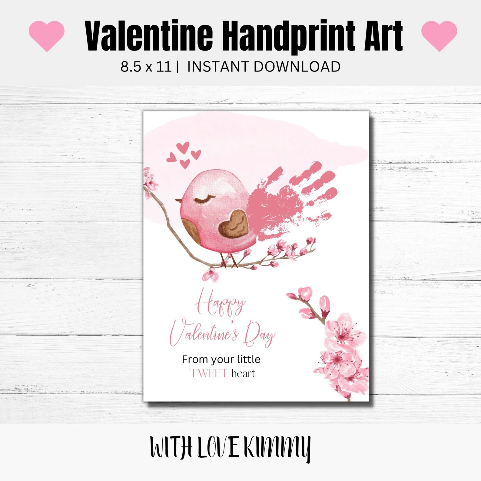 Valentine Handprint Craft ART Printable, Valentine Preschool Art ...
