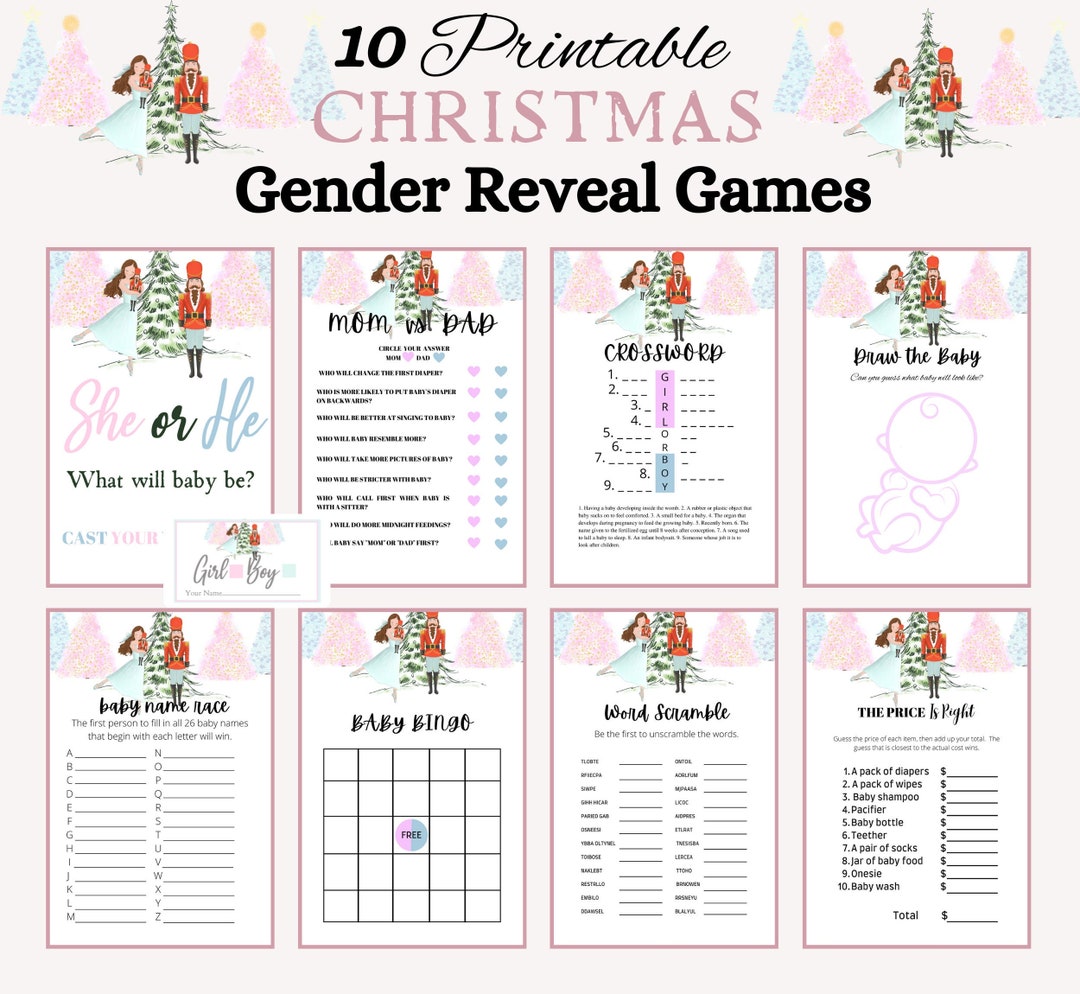 Baby Gender Reveal Printable Games in Nutcracker Theme Are Perfect for ...