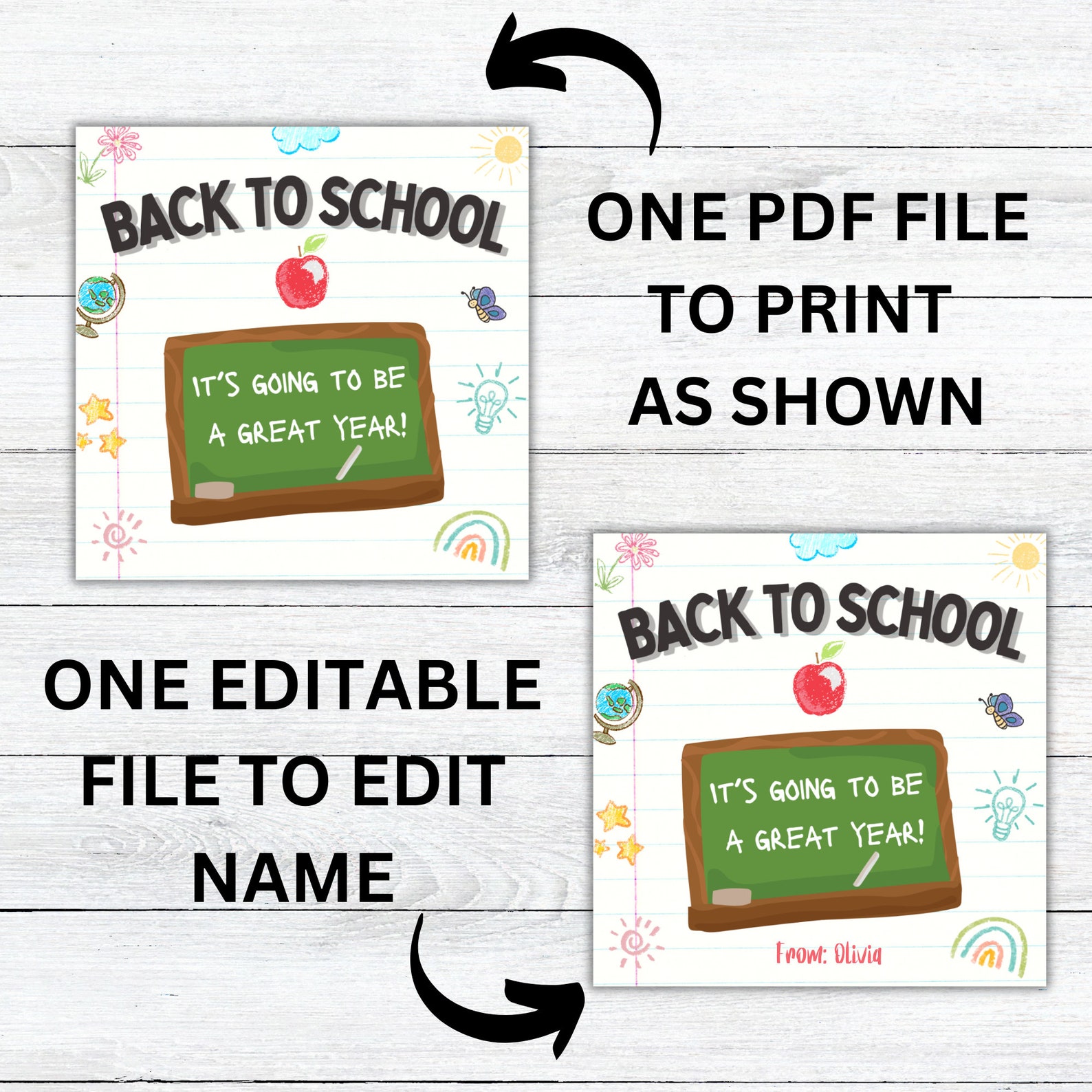 Editable Back to School Gift Tag, Student Gift From Teacher, First Day ...