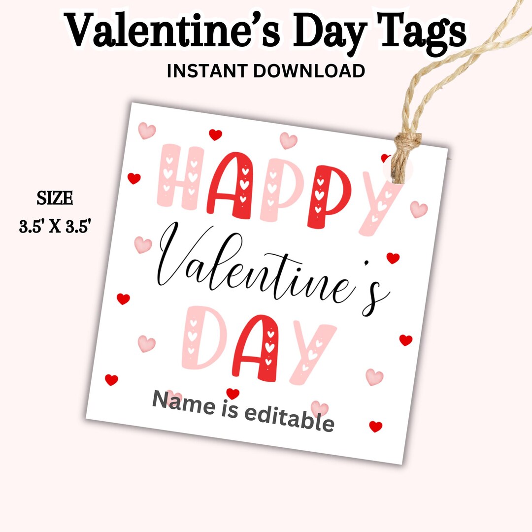 Happy Valentines Day Gift Tag, Printable Valentine Gifts Tags ...