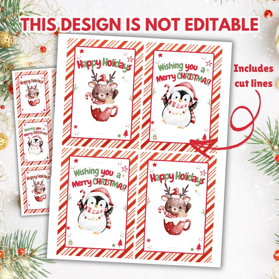 Christmas Candy Cane Gift Tag, Kids Candy Cane Favors Gift Tags, Candy ...