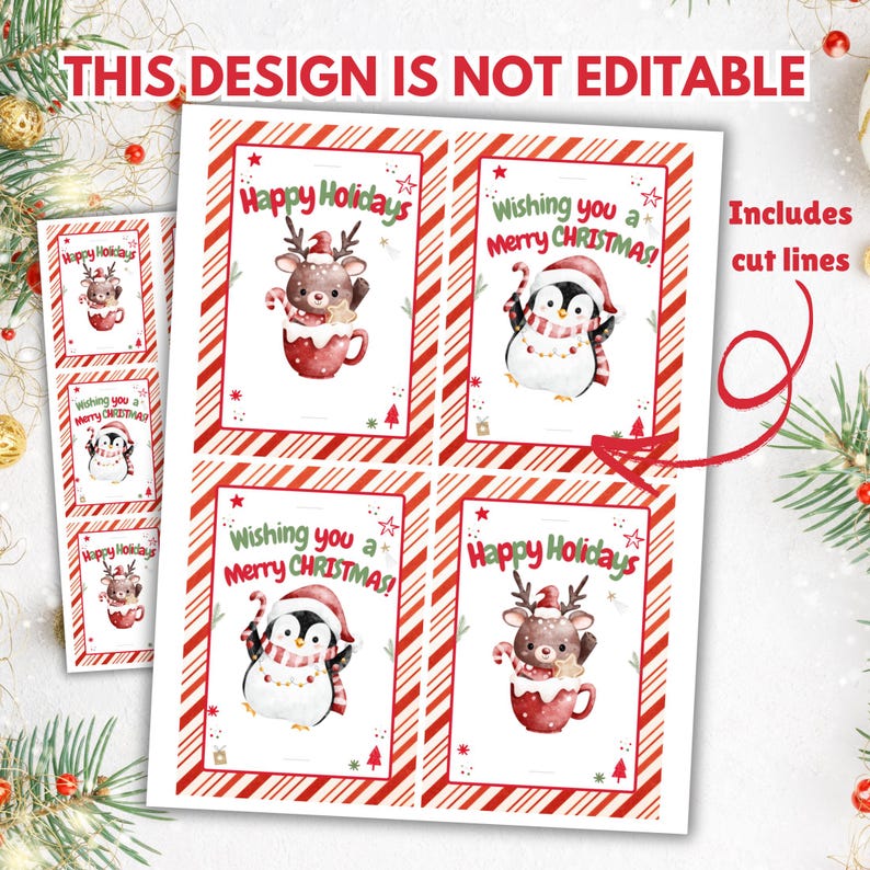 Christmas Candy Cane Gift Tag, Kids Candy Cane Favors Gift Tags, Candy ...