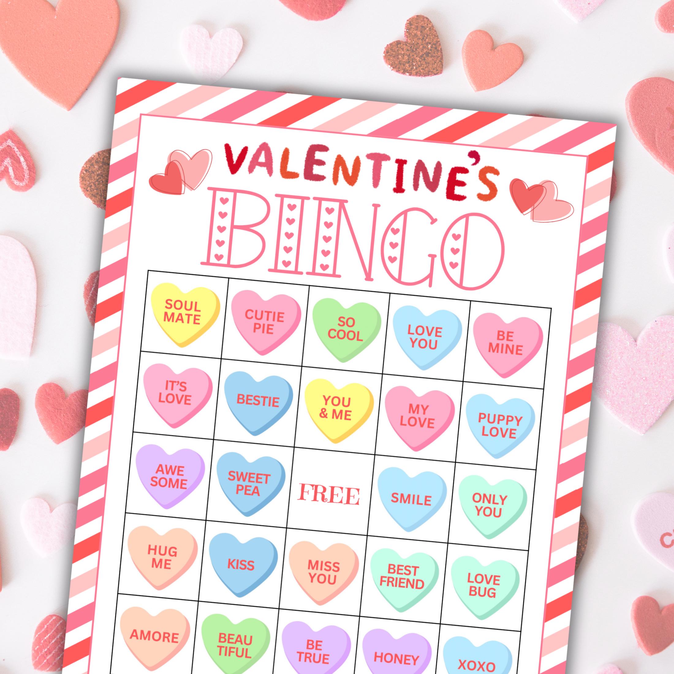 Printable Valentines Heart Bingo Game, Valentine's Games, Classroom ...