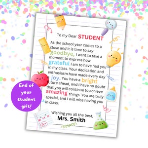 Editable End of School Year Letter From Teacher, Last Day of School ...