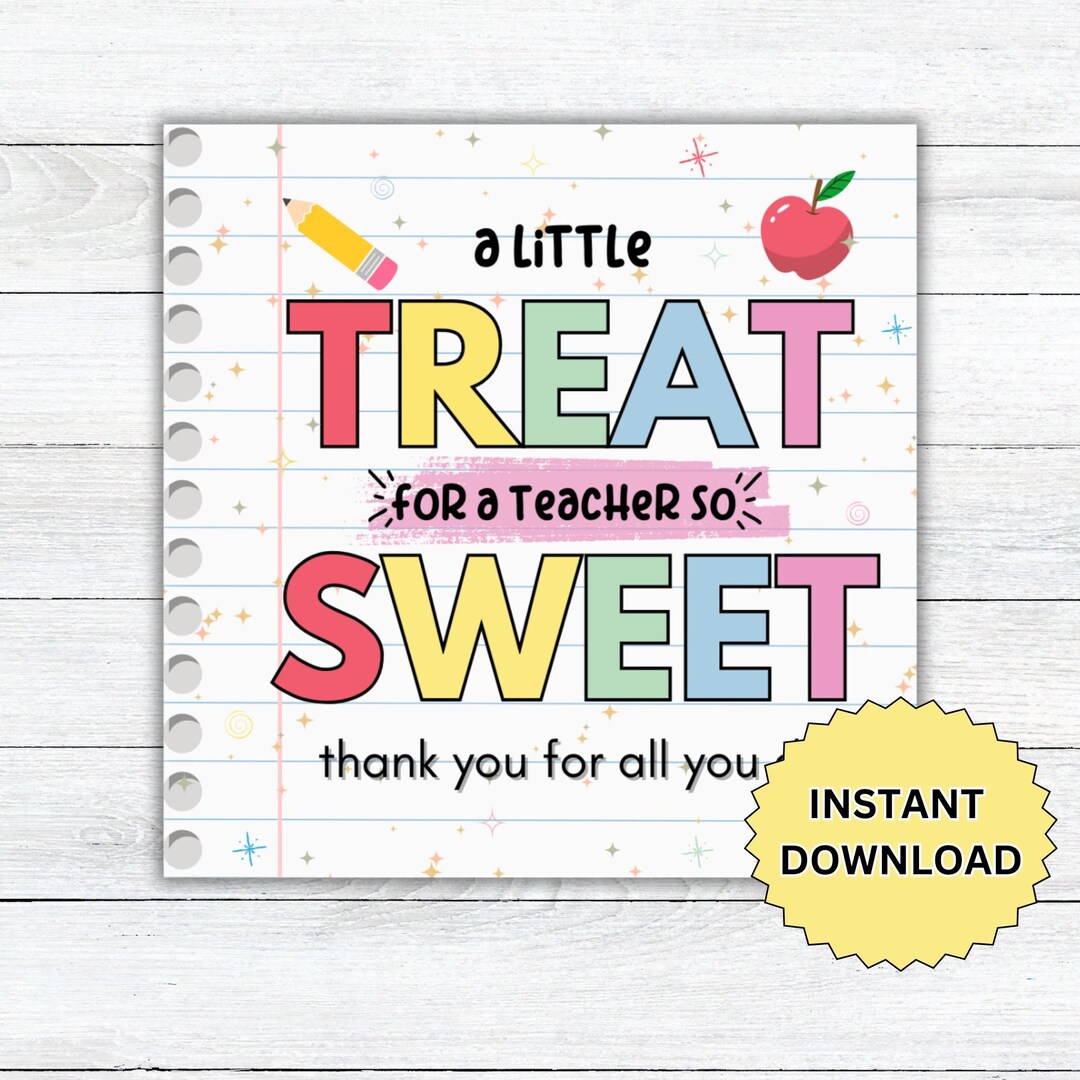 Teacher Sweet Treat Gift Tag, Teacher Appreciation, Baked Snack Teacher ...