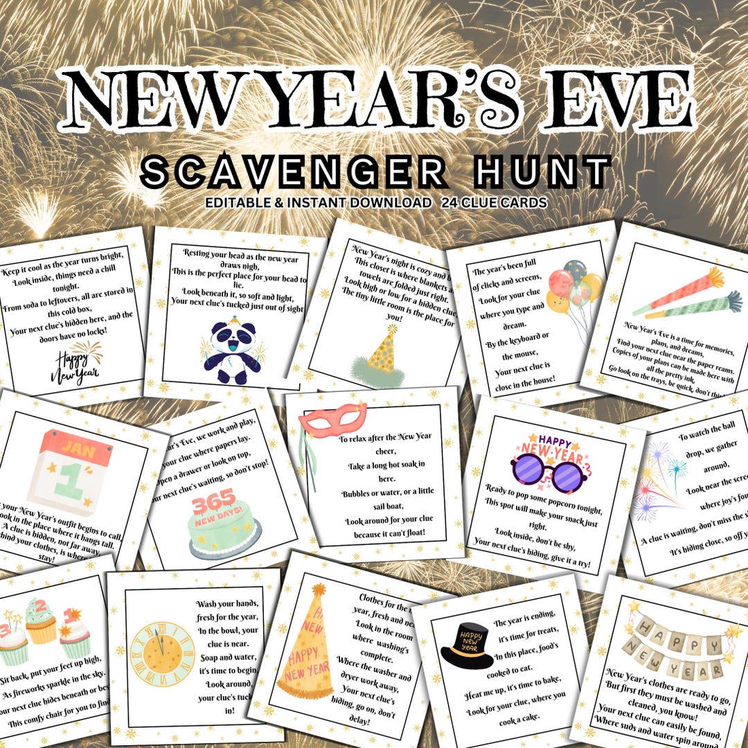 New Years Eve Scavenger Hunt, New Years Eve Kids Games, Family New ...