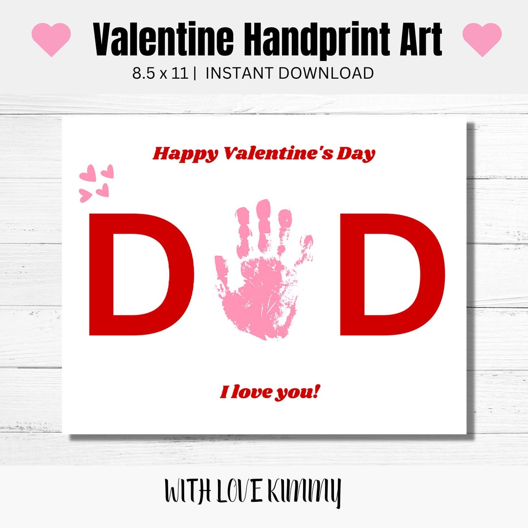 Valentine Handprint Craft ART Printable, Valentine Preschool Art ...