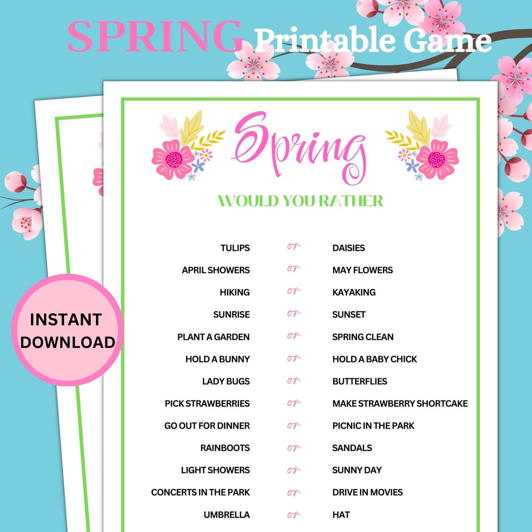 Printable SPRING Game, Spring Party Game and Activity, Kids Party Games ...