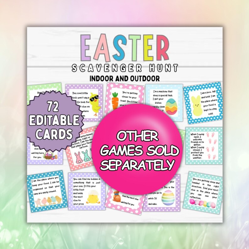 Easter Scavenger Hunt for Teens, 75 Clues, Treasure Hunt, Adult Easter ...