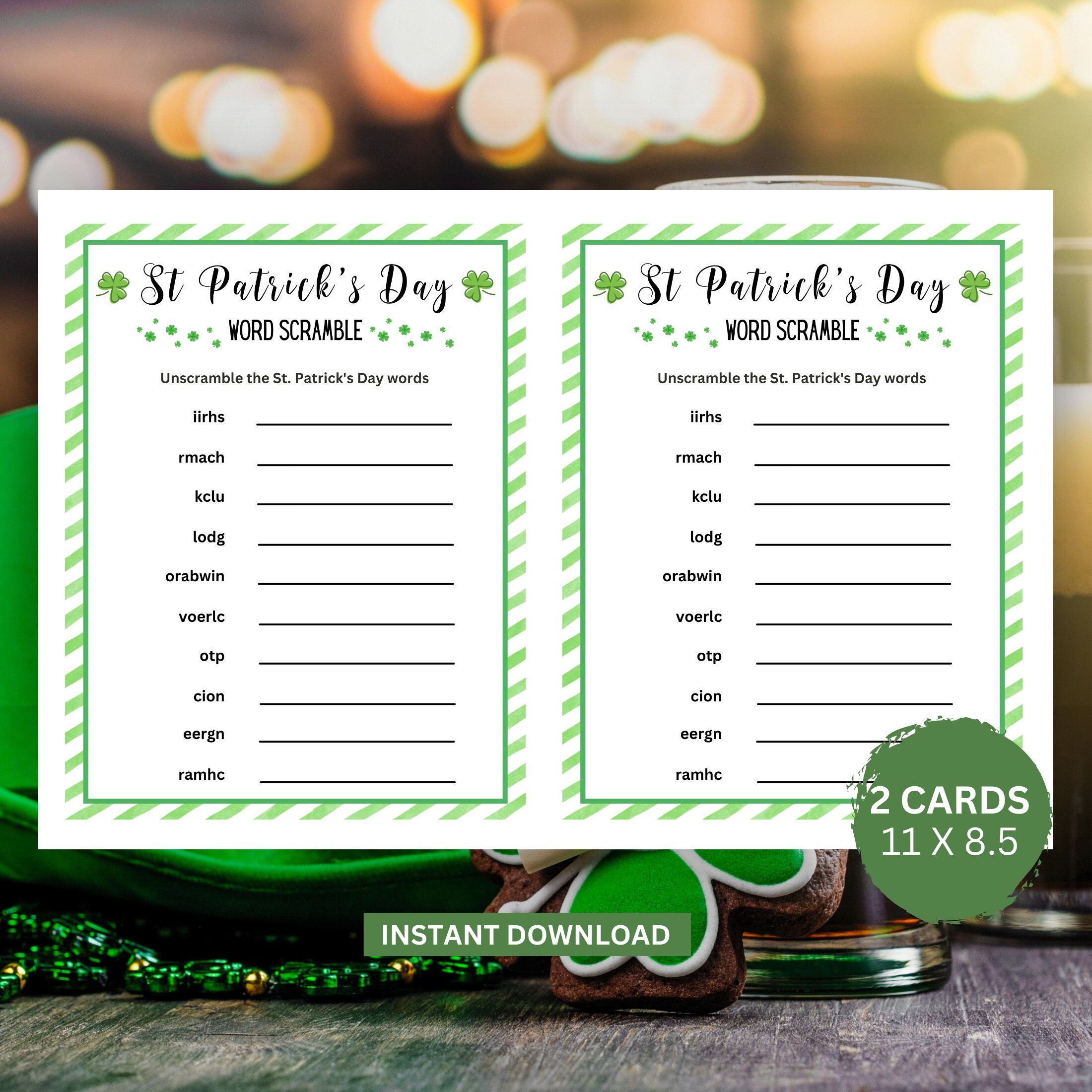 Printable St Patrick's Day Word Scramble Game, St Paddy's Day Game ...