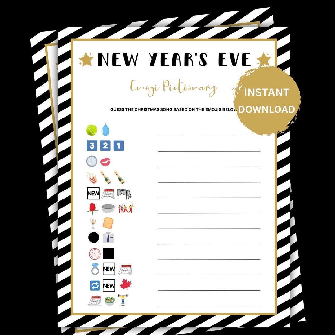 New Years Emoji Game, New Years Eve Party Game, New Years Eve Game, New ...