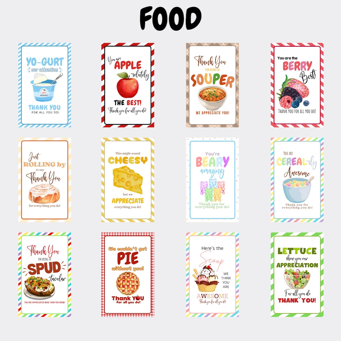50 Appreciation Food Tags, Staff Teacher Team Employee Appreciation Day ...