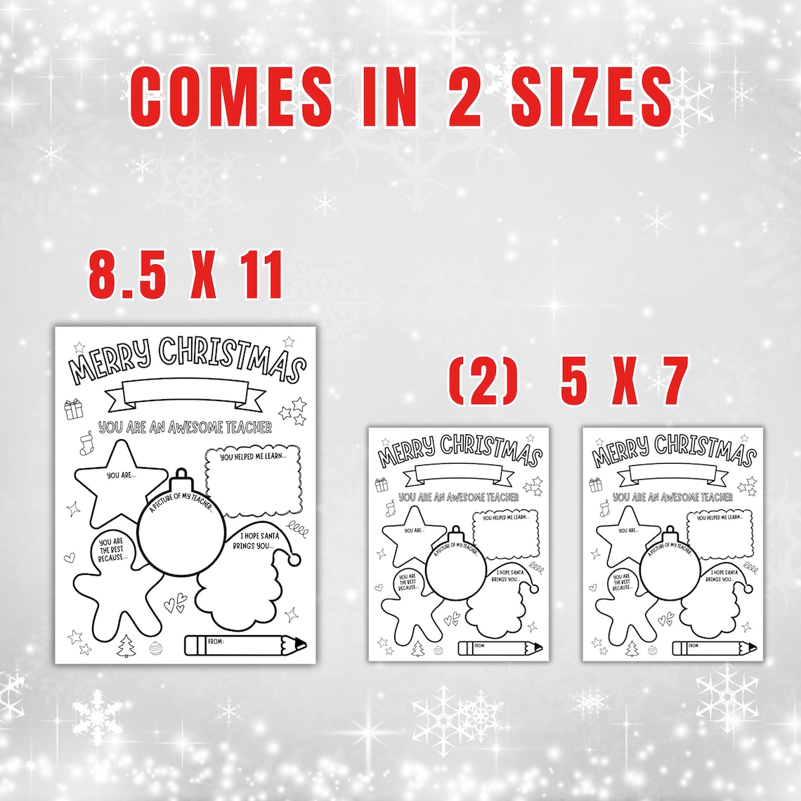 Teacher Christmas Appreciation Gift Printable Teacher Holiday - Etsy