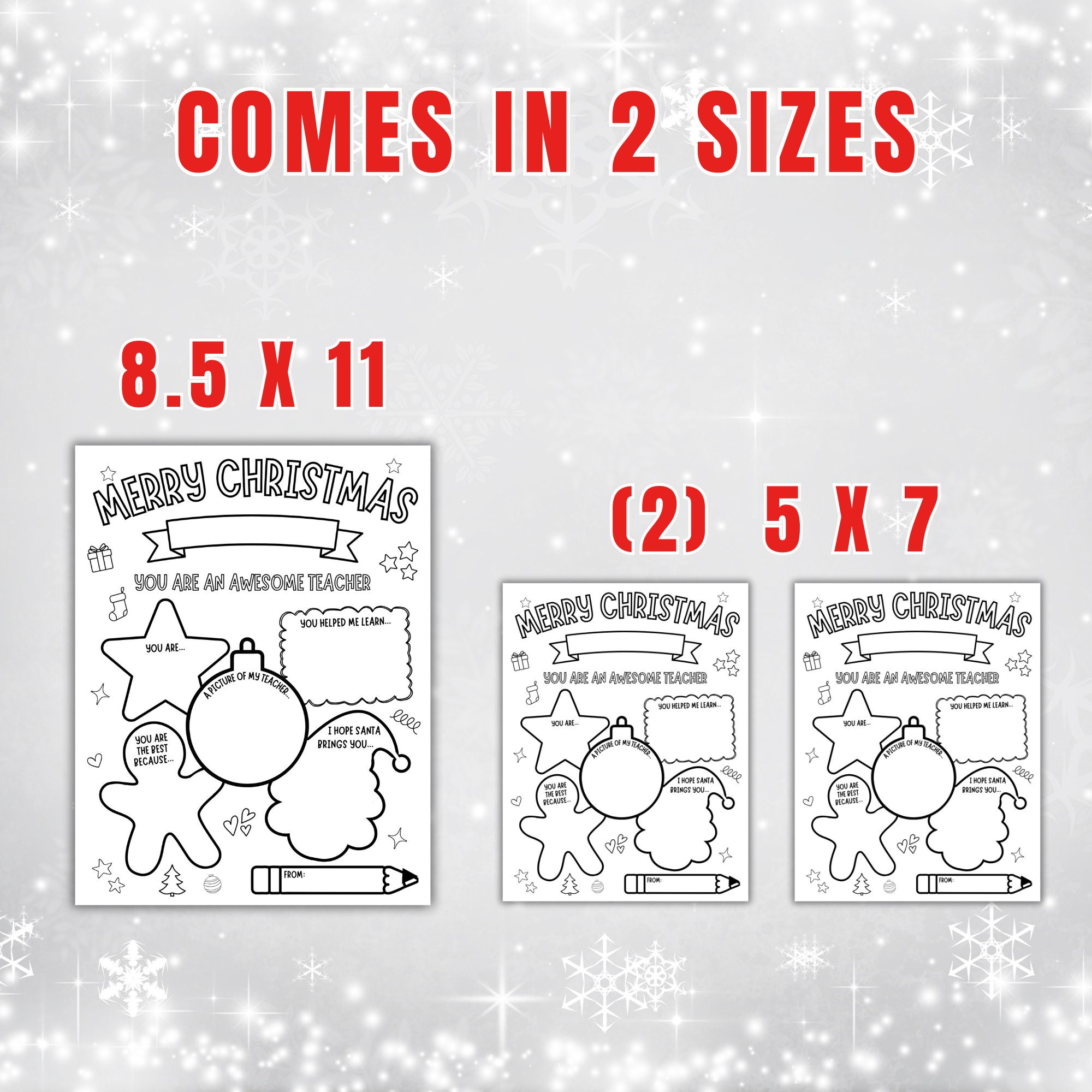 Teacher Christmas Appreciation Gift Printable Teacher Holiday - Etsy