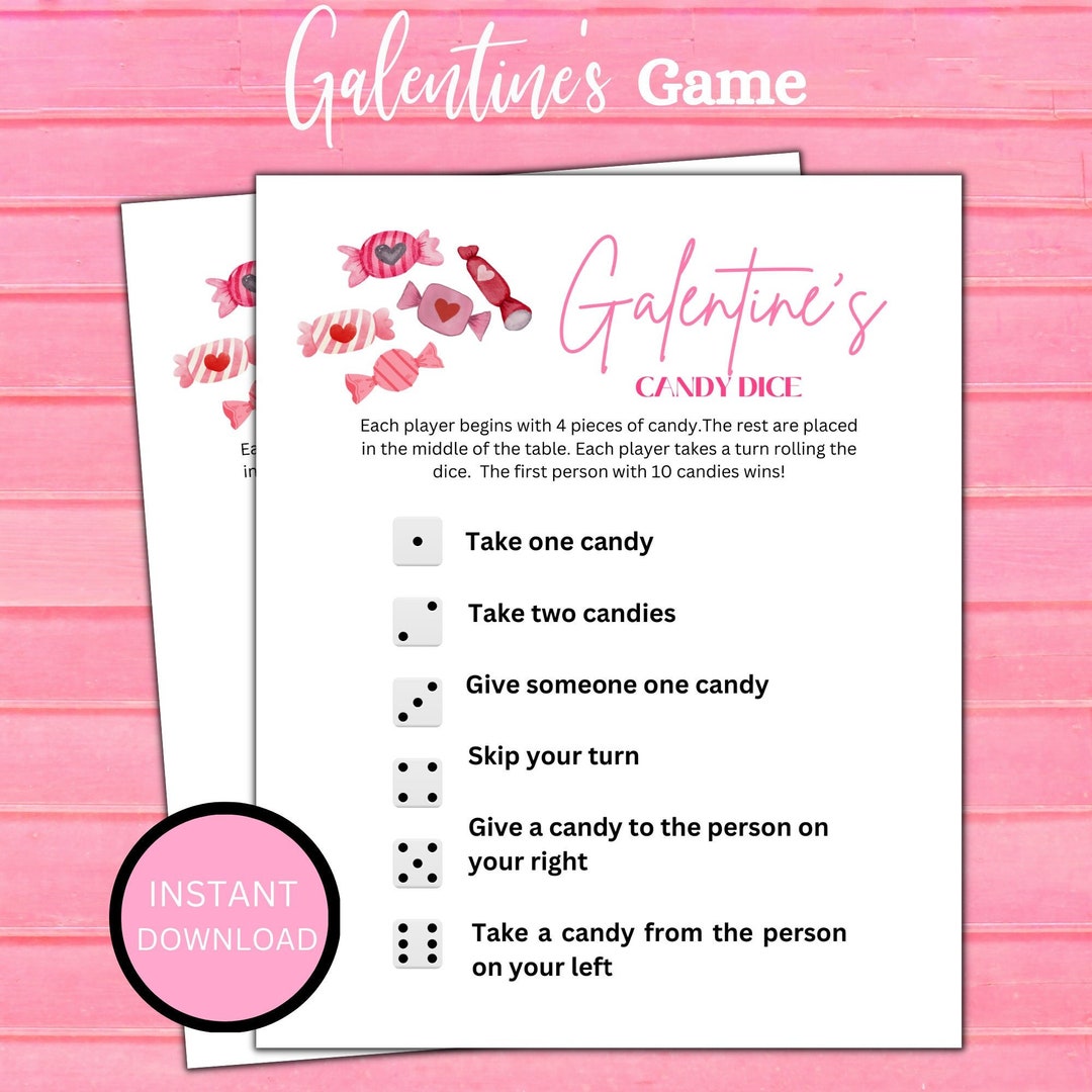 Printable Galentine's Day Game, Candy Dice Game and Activity, Adult ...