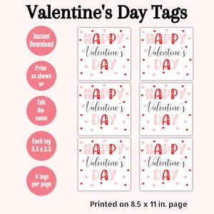Happy Valentines Day Gift Tag, Printable Valentine Gifts Tags ...