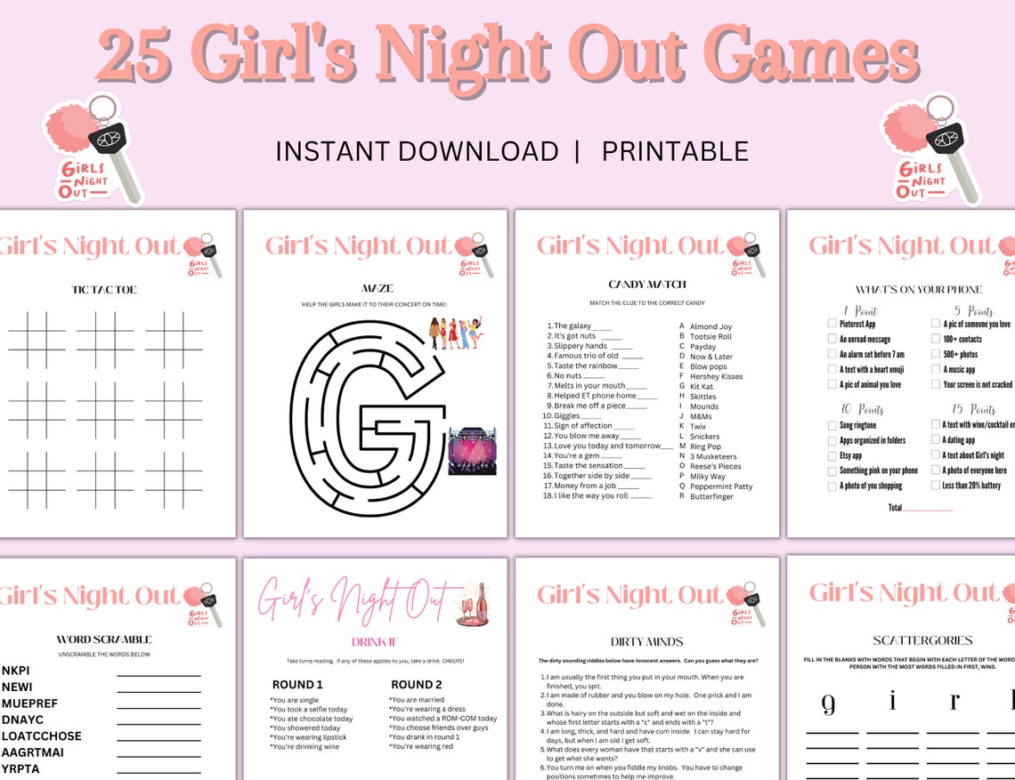 Printable Girls Night Out Game Bundle Party Games and Activities, Girls ...