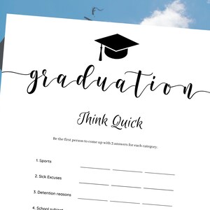 Printable Graduation Games, Think Quick 2026 Graduation Games ...