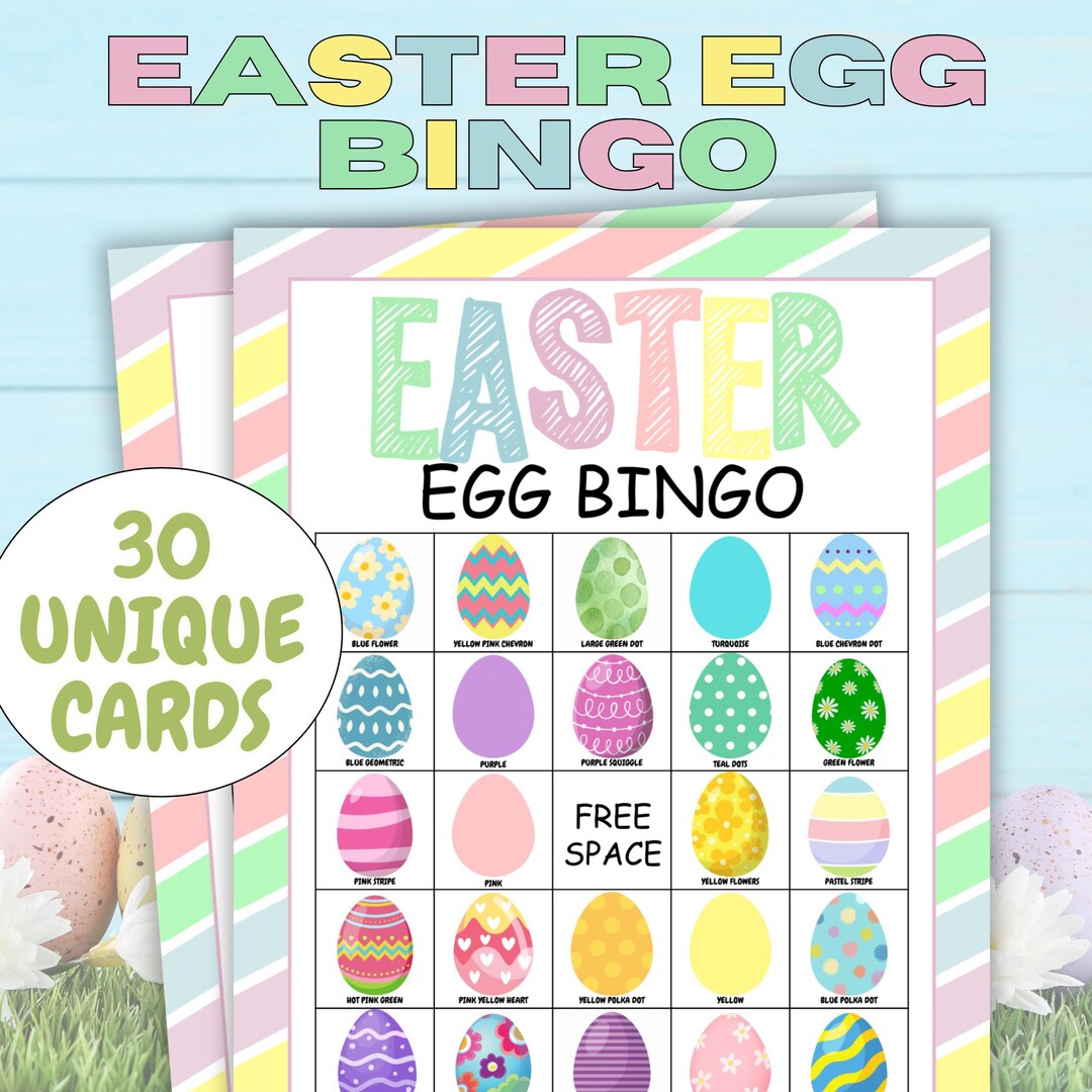 30 EASTER EGG Bingo Cards Game, Easter Egg Hunt Bingo, Easter Bunny ...