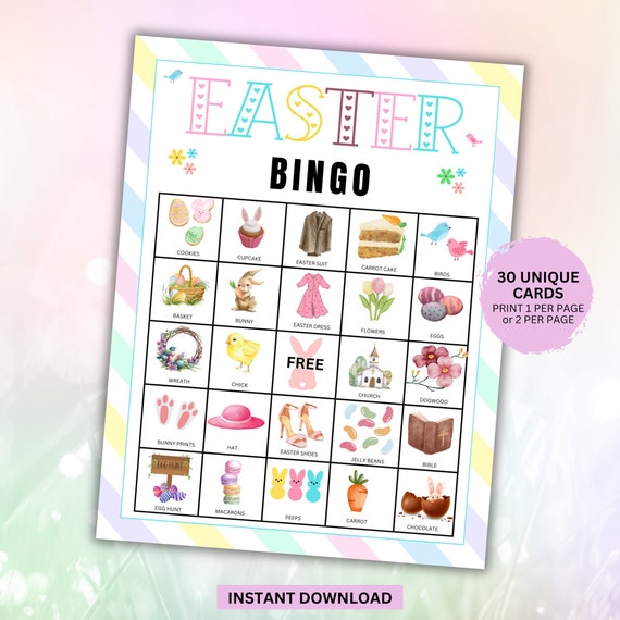 Easter Bingo, Easter Printable Bingo Cards, Easter Party Classroom🦚 ...
