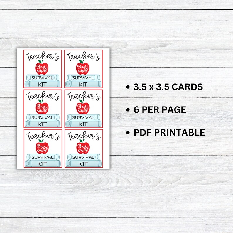 Teacher Survival Kit Gift Tag, Back to School Teacher Gift, Teacher ...