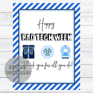 Rad Tech Week Appreciation Sign, Radiology Staff Employee, Radiologic ...