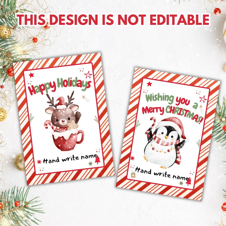 Christmas Candy Cane Gift Tag, Kids Candy Cane Favors Gift Tags, Candy ...