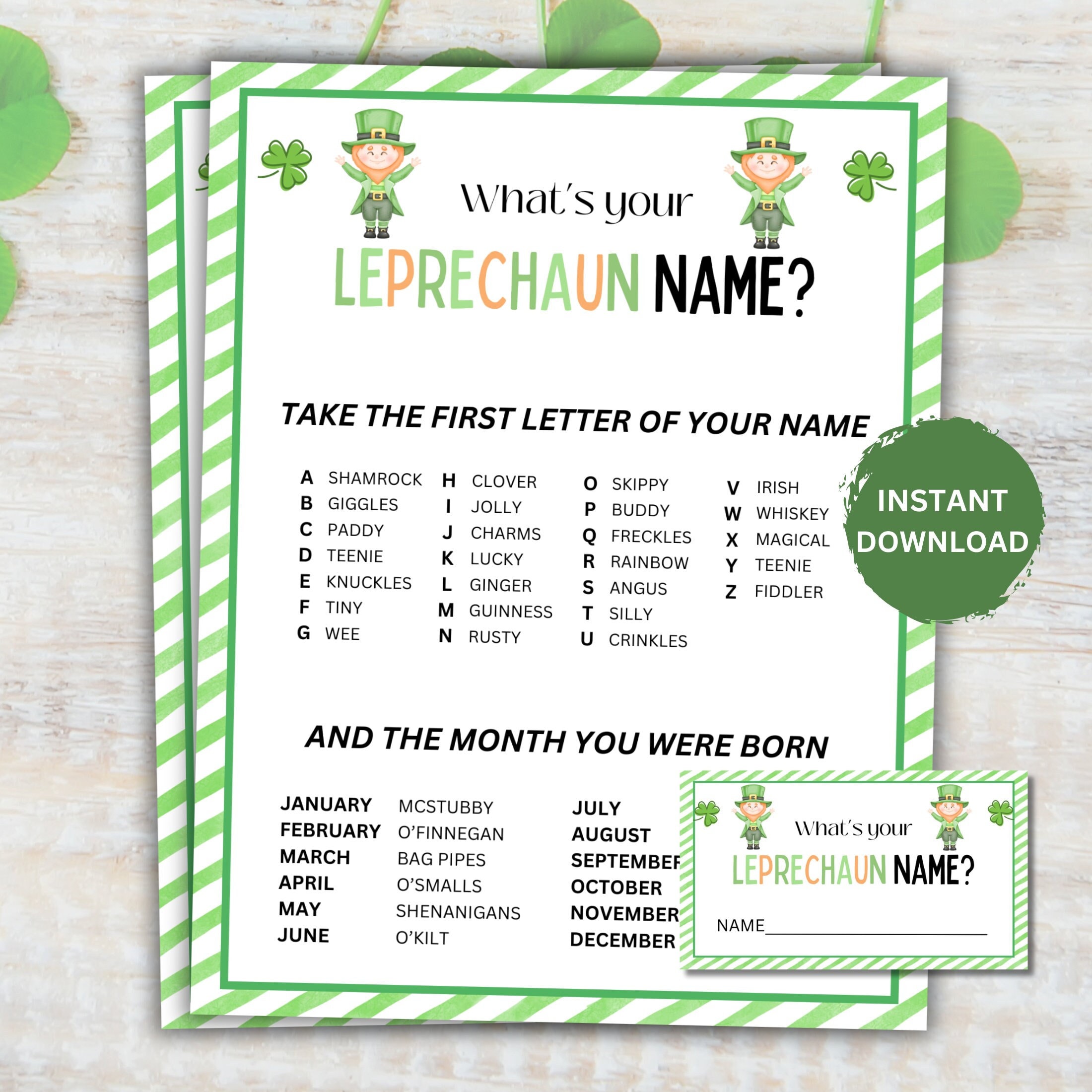Printable St Patrick's Day Leprechaun Name Game, St Paddy's Day Game ...