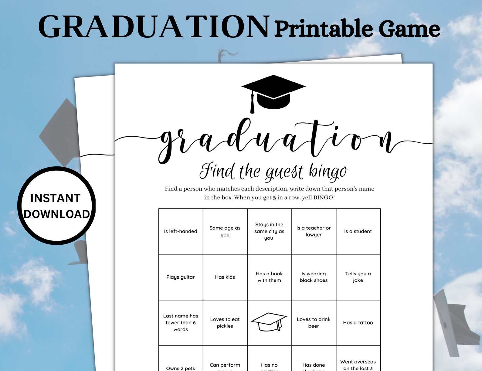 Graduation Bingo Game, Class of 2025 (printable PDF) - Etsy