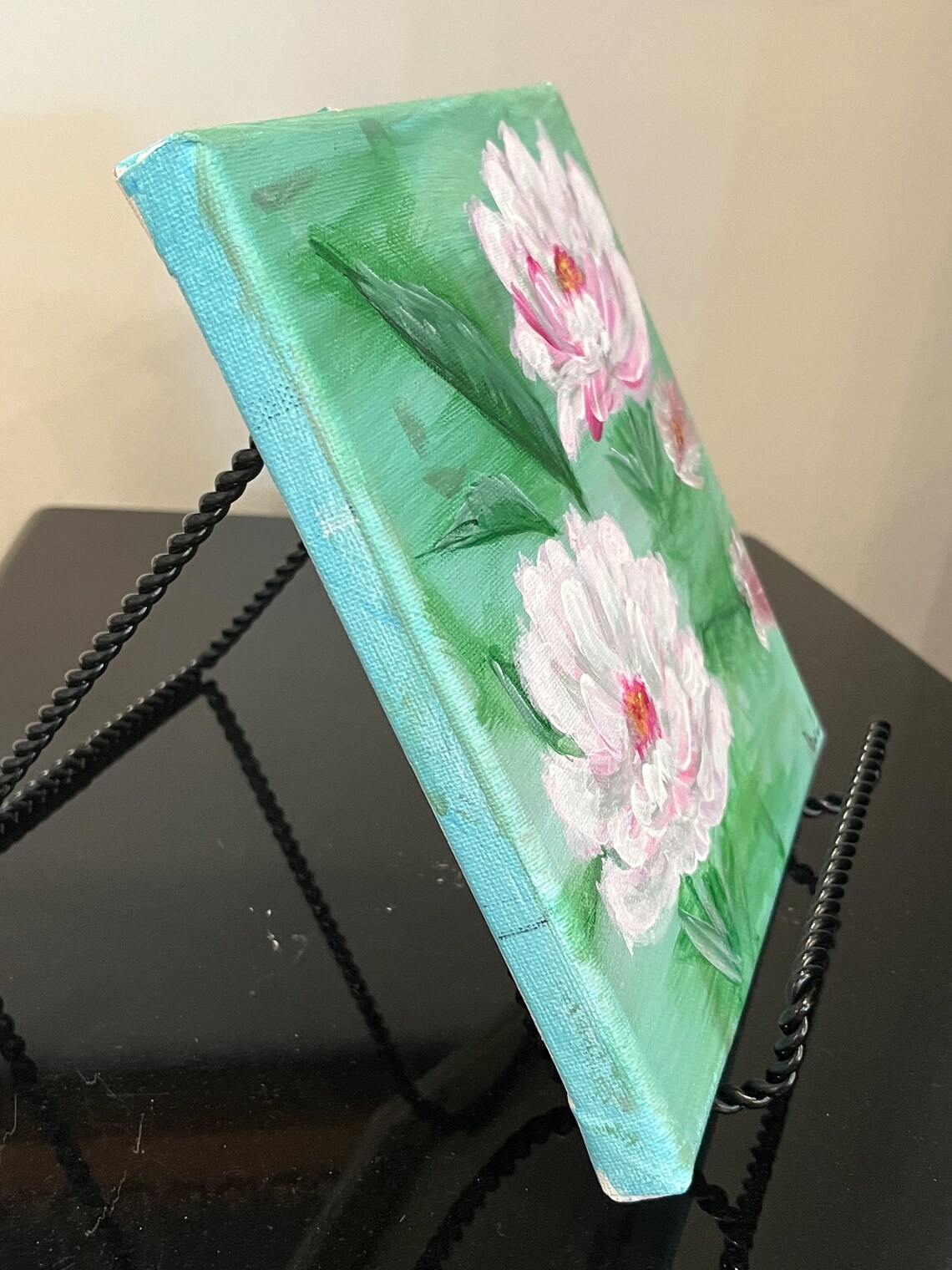 Pink Flowers - Hand Painted on Canvas Original Art Work One of a Kind ...