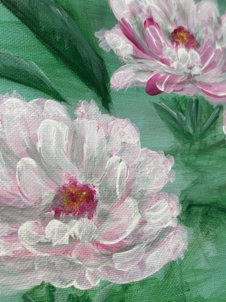 Pink Flowers - Hand Painted on Canvas Original Art Work One of a Kind ...