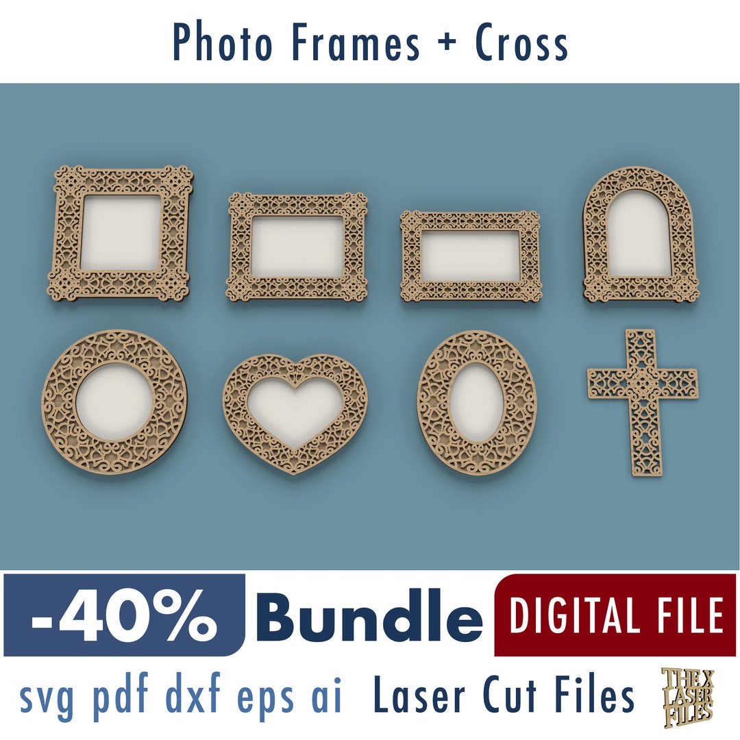 Photo Frames and Cross - Laser Cut Files Bundle Svg Dxf Pdf Eps Ai ...