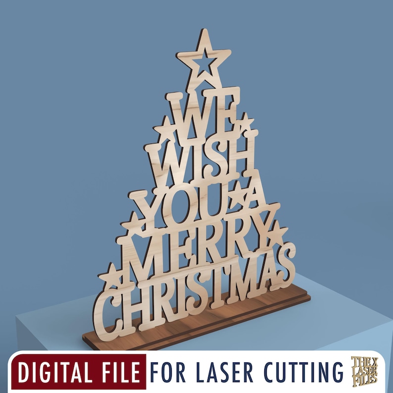 Merry Christmas Tree - Laser Cut File Svg Dxf Pdf Eps DIGITAL FILE - Etsy