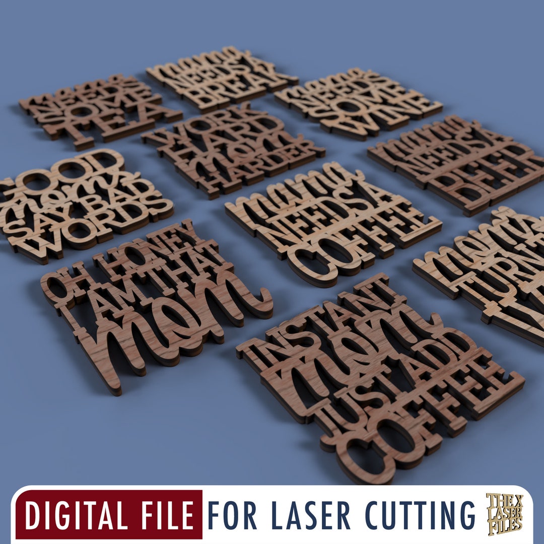 Mom Coasters - Laser Cut File Svg Dxf Pdf Eps Ai DIGITAL FILE - Etsy