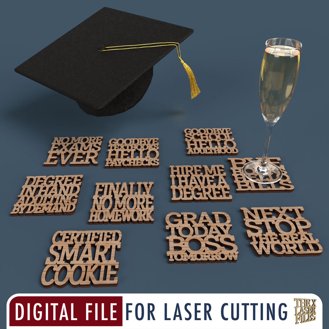 Graduation Coasters - Laser Cut File Svg Dxf Pdf Eps DIGITAL FILE - Etsy