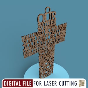 Modern Lord's Prayer Our Father (christian or Catholic) Cross Laser Cut ...