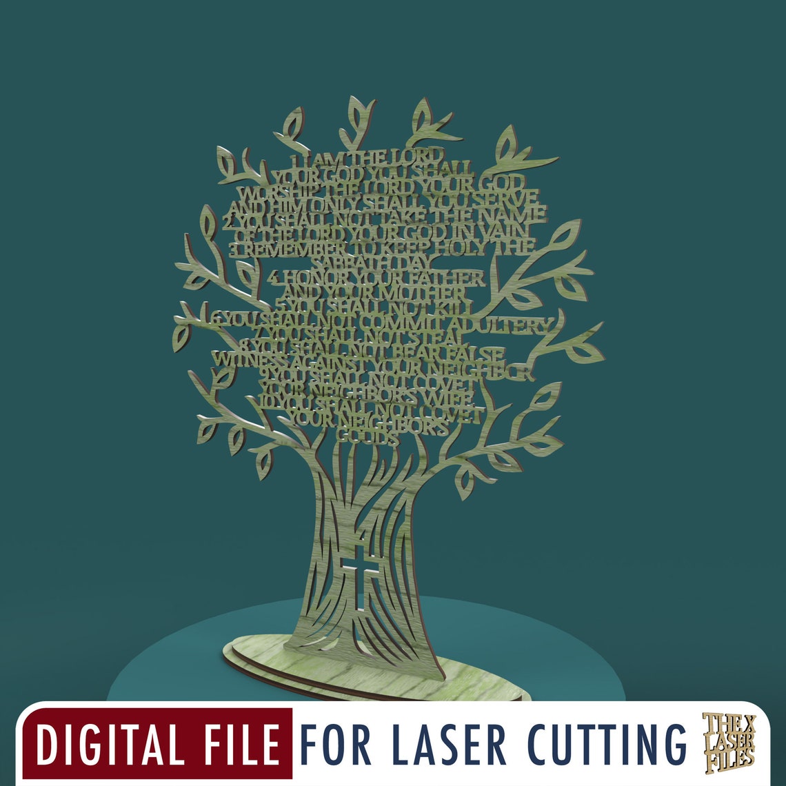 The 10 Commandments Tree - Laser Cut File Svg Dxf Pdf Eps DIGITAL FILE ...