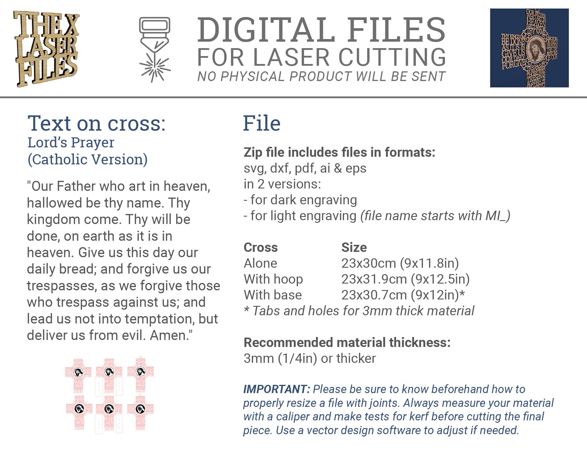 Our Father Cross Laser Cut File – Lord's Prayer SVG DXF (digital File ...