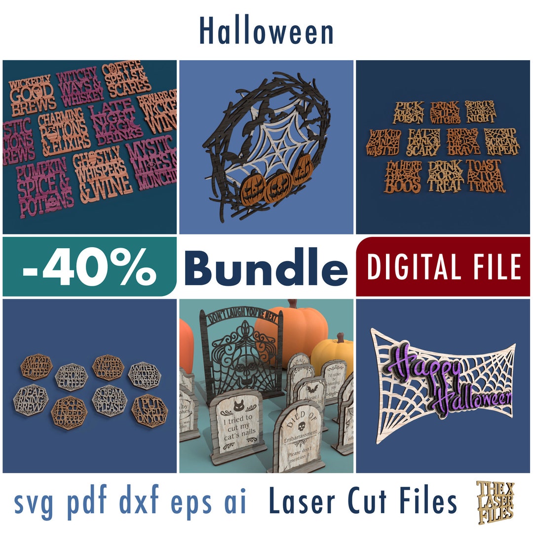 Laser Cut Files Halloween Bundle Svg Dxf Pdf Eps Ai DIGITAL FILE - Etsy