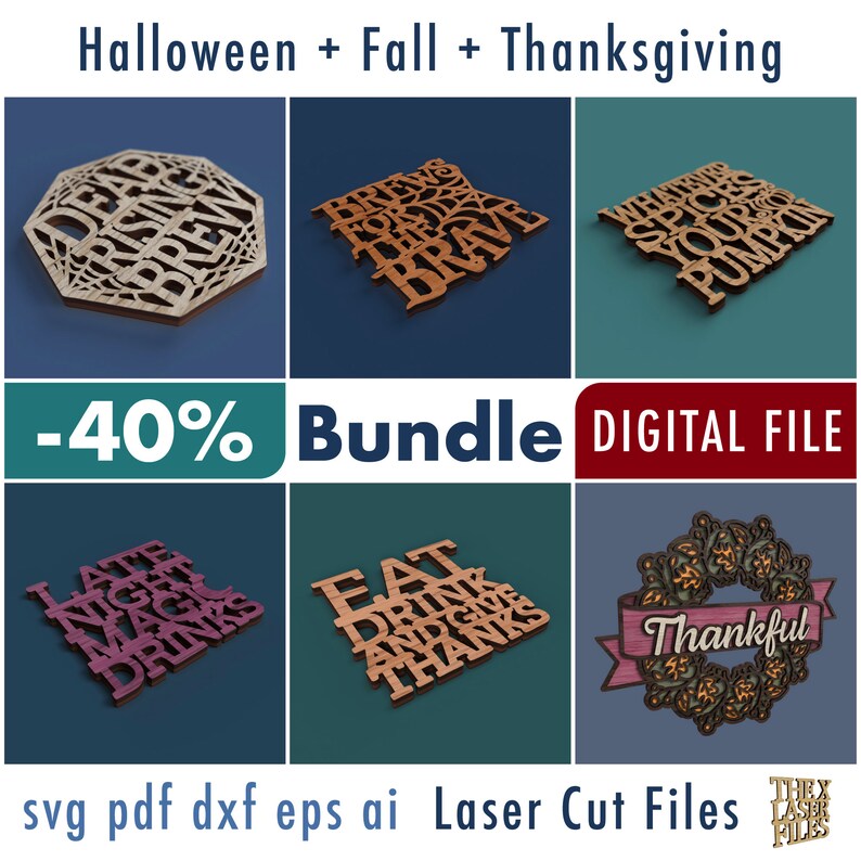 Halloween, Fall, Thanksgiving Laser Cut Files Bundle (digital File) - Etsy