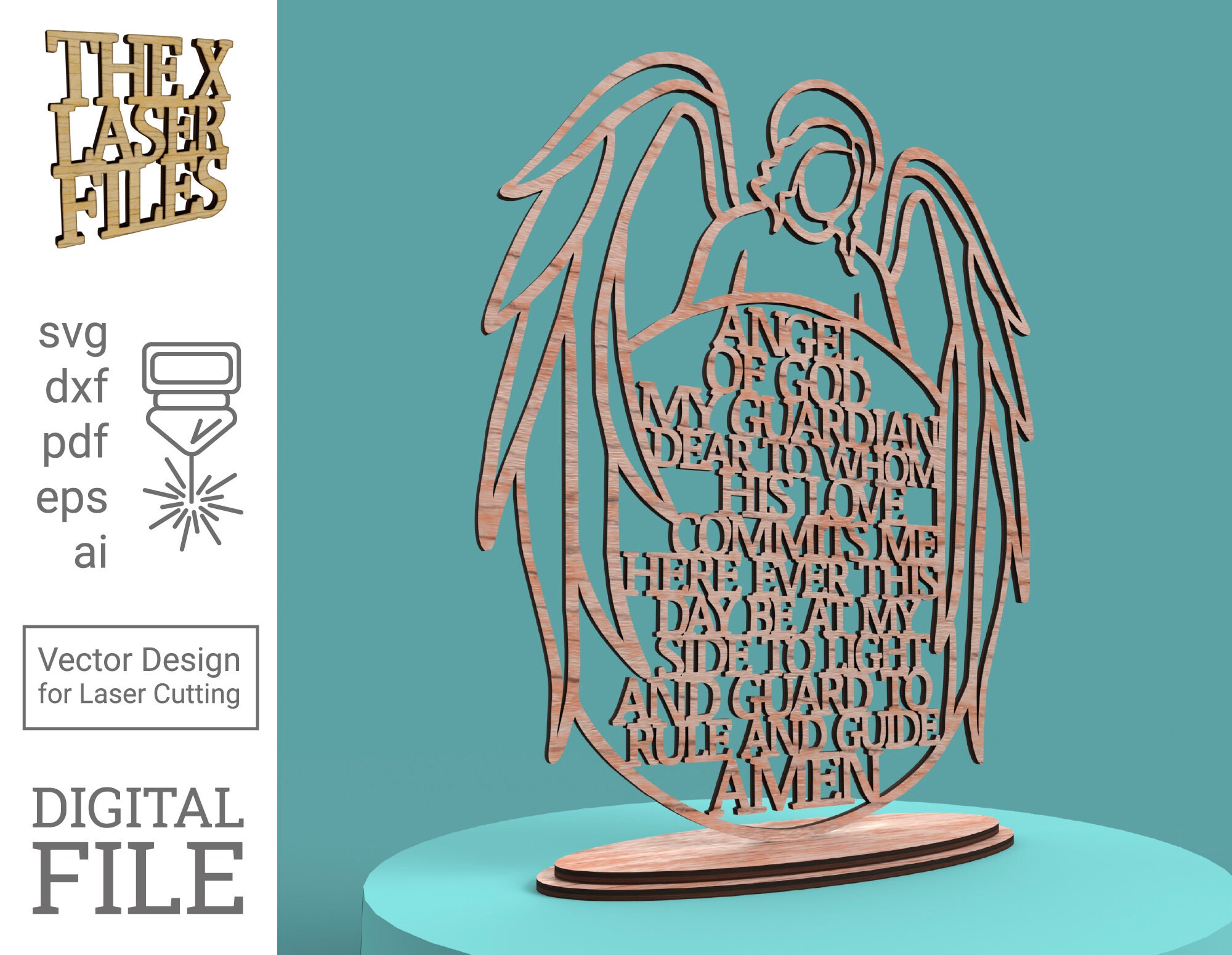 Angel of God Prayer - Laser Cut File Svg Dxf Pdf Eps DIGITAL FILE - Etsy